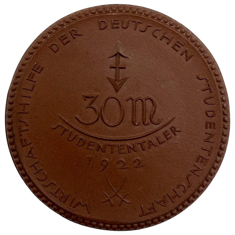 Германия, Веймарская республика, Берлин 30 марок 1922 г. (Studententaler)