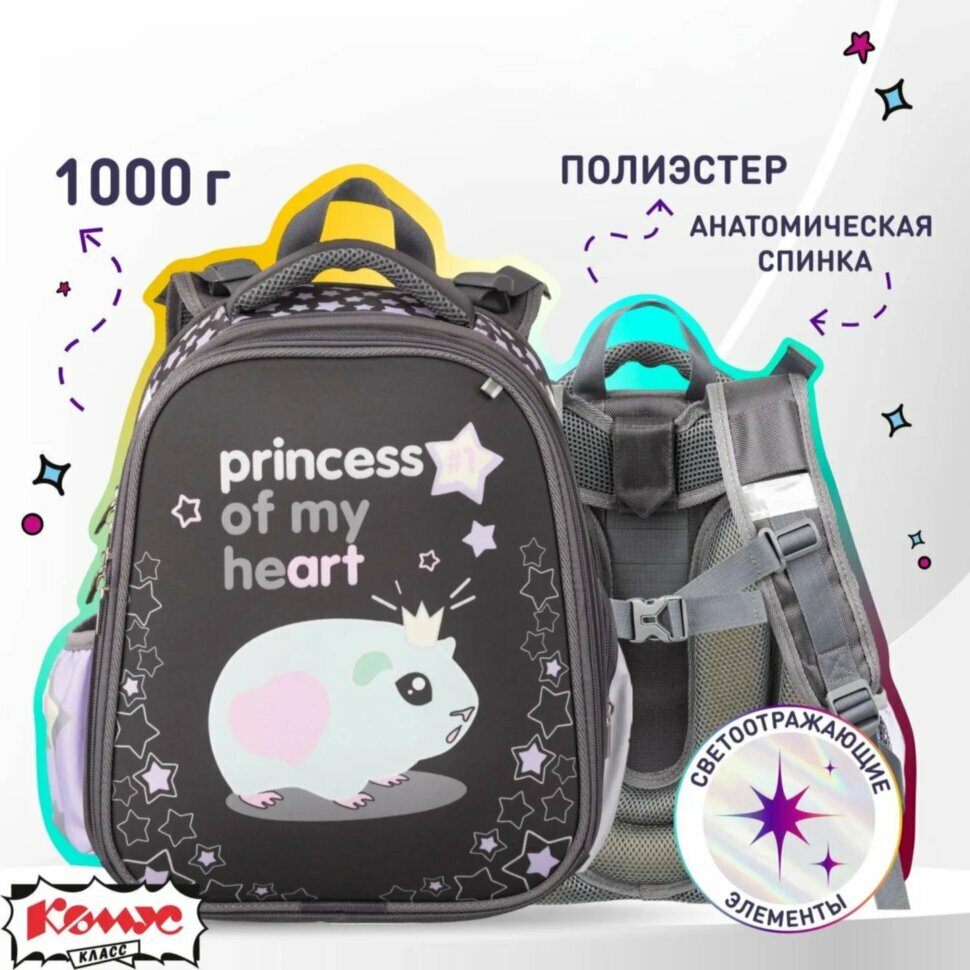 Ранец Комус Класс Basic Princess, 2 отд, эргоном. спинка, 1972165