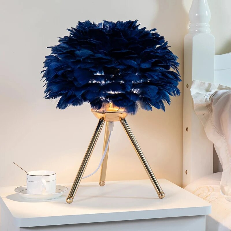 Настольная лампа WHGL i ght с перьями EU, Dark blue gold 30cm
