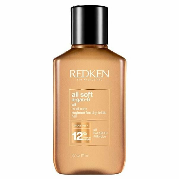 Масло Redken All Soft ARGAN-6 OIL, Аргановое масло для блеска и восстановления волос, 111 мл