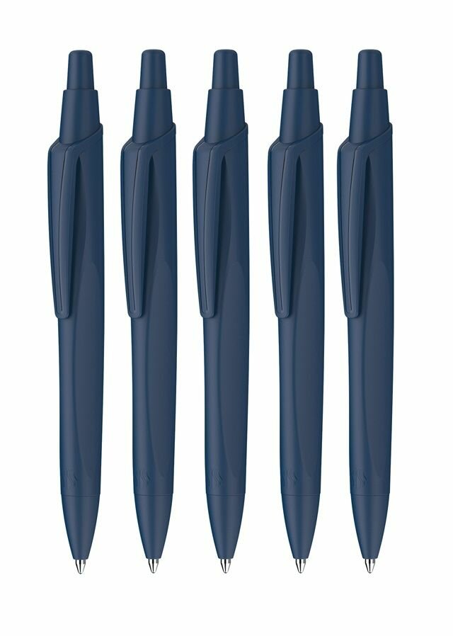 Набор из 5 шт. - Ручка шариковая автоматическая Schneider "Reco" синяя, 1,0 мм, корпус темно-синий