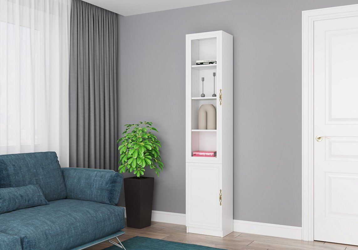 Книжный шкаф МебельЛэнд24 Карлос - 9 Белый 40x29x203