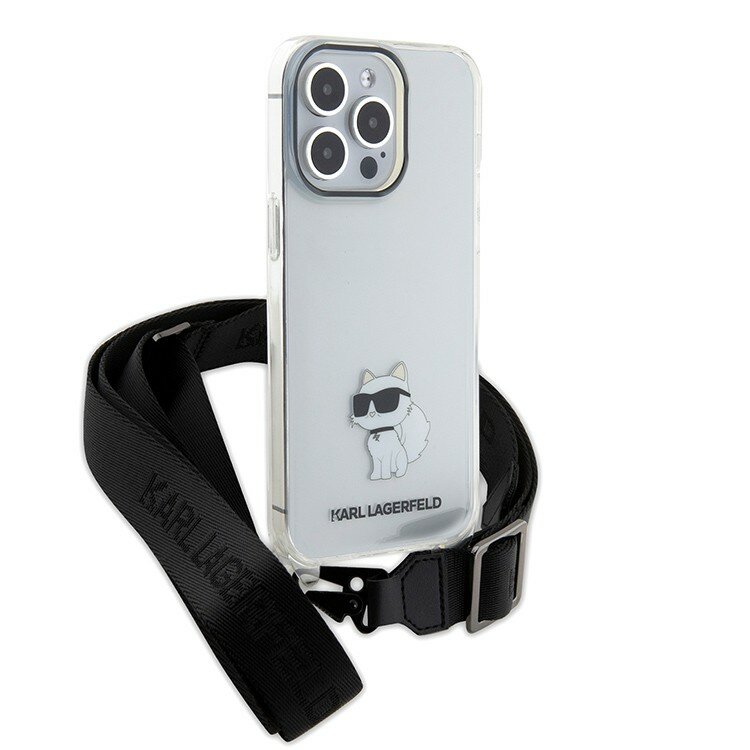 Karl Lagerfeld чехол с ремешком для iPhone 13 Pro Max, Crossbody NFT Choupette прозрачный