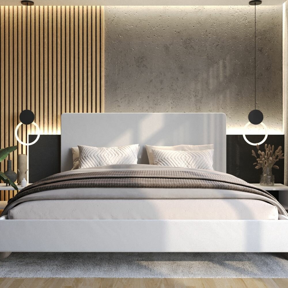 Кровать двуспальная 140x190 парящая Ракель цвет Серый