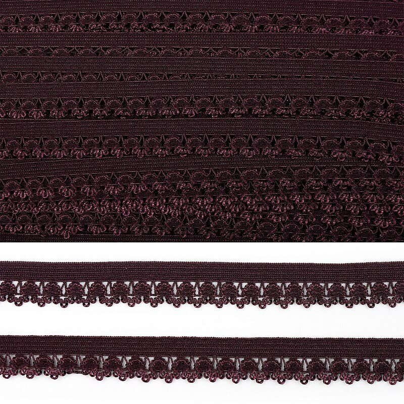 Резинка ажурная бельевая шир.12мм цв.254 сливовое вино упак.10 м