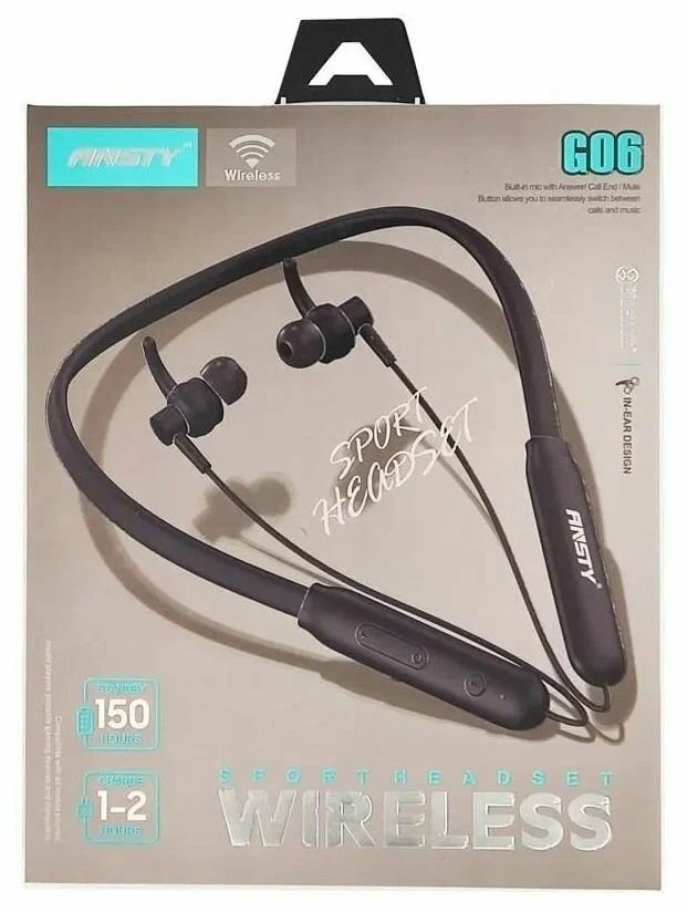 Беспроводные спортивные для бега наушники с микрофоном Ansty G06 Bluetooth 5.0 (белые)