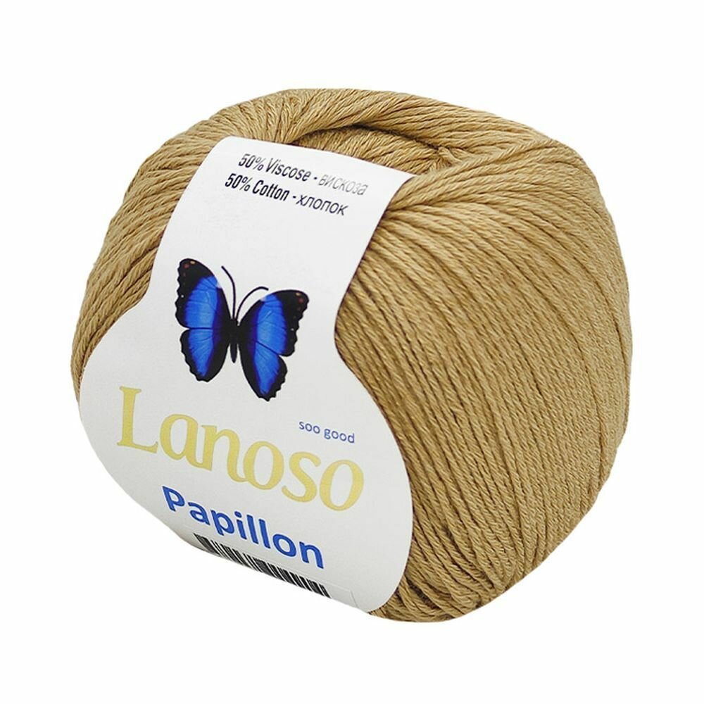 Пряжа Papillon Lanoso, св. бежевый - 905, 50% хлопок, 50% вискоза, 6 мотков, 50 г, 210 м.
