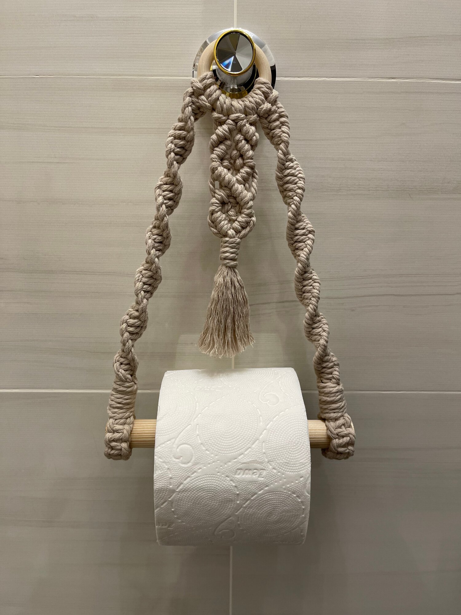 Держатель для туалетной бумаги или полотенца, макраме, ручная работа