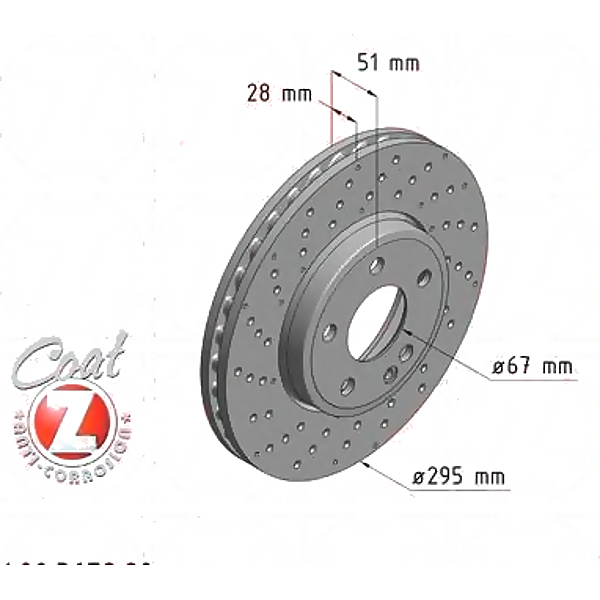 ZIMMERMANN 400.3679.20 (2464212512) диск тормозной перед. 295x28 / 51-5x112 \ mb w176 / w246 / c117 / x156 1.8-2.2 (Комплект 2 штуки)