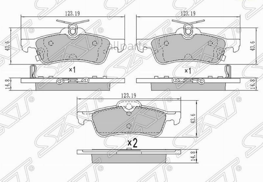 SAT ST-04466-0D010 Колодки тормозные (Сзади) Toyota Vitz 05-20 / Yaris 05-20