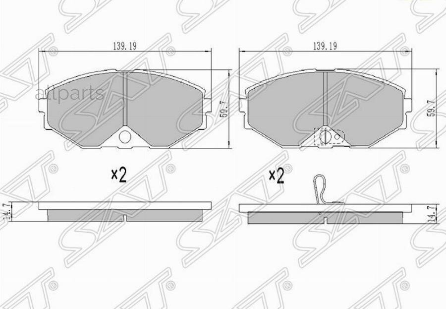 SAT ST-AY040-NS036 Колодки тормозные (Спереди) Nissan Avenir 98-05 / Cedric 91-95
