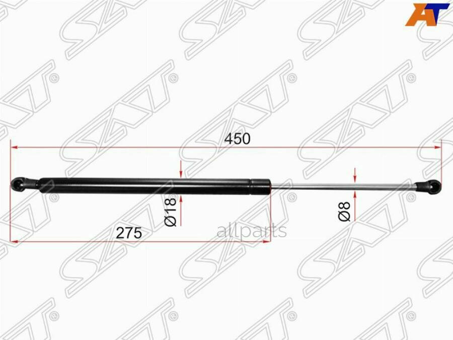 SAT ST-68950-0W140 Амортизатор крышки багажника Toyota Corolla (E120) 00-07 / Corolla Fielder 00-06 (Справа=Слева)