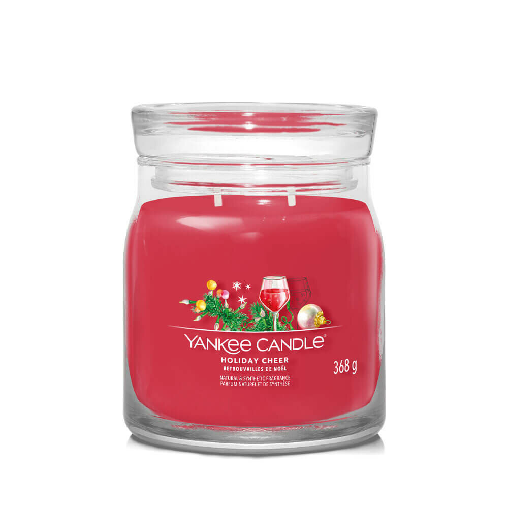 Свеча средняя в стеклянной банке Праздничное настроение Holiday Cheer 368 гр / 35-50 часов