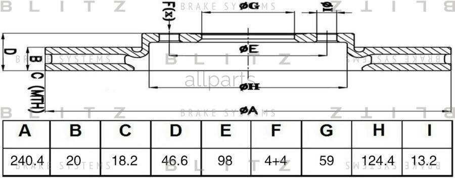 BLITZ BS0465 Диск тормозной передний вентилируемый