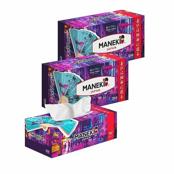 Салфетки Maneki Dream с ароматом магнолии двухслойные, 3уп по 250 шт.