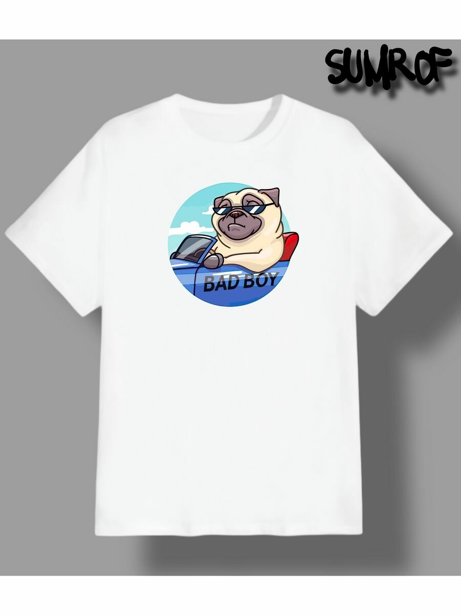 Футболка с надписью bad boy мопс