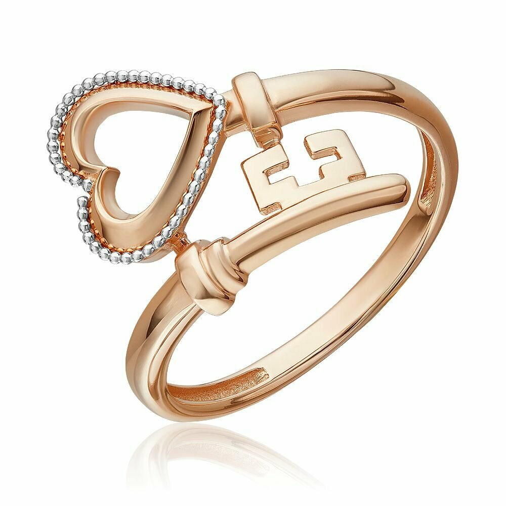 Кольцо, комбинированное золото, 585 проба, родирование