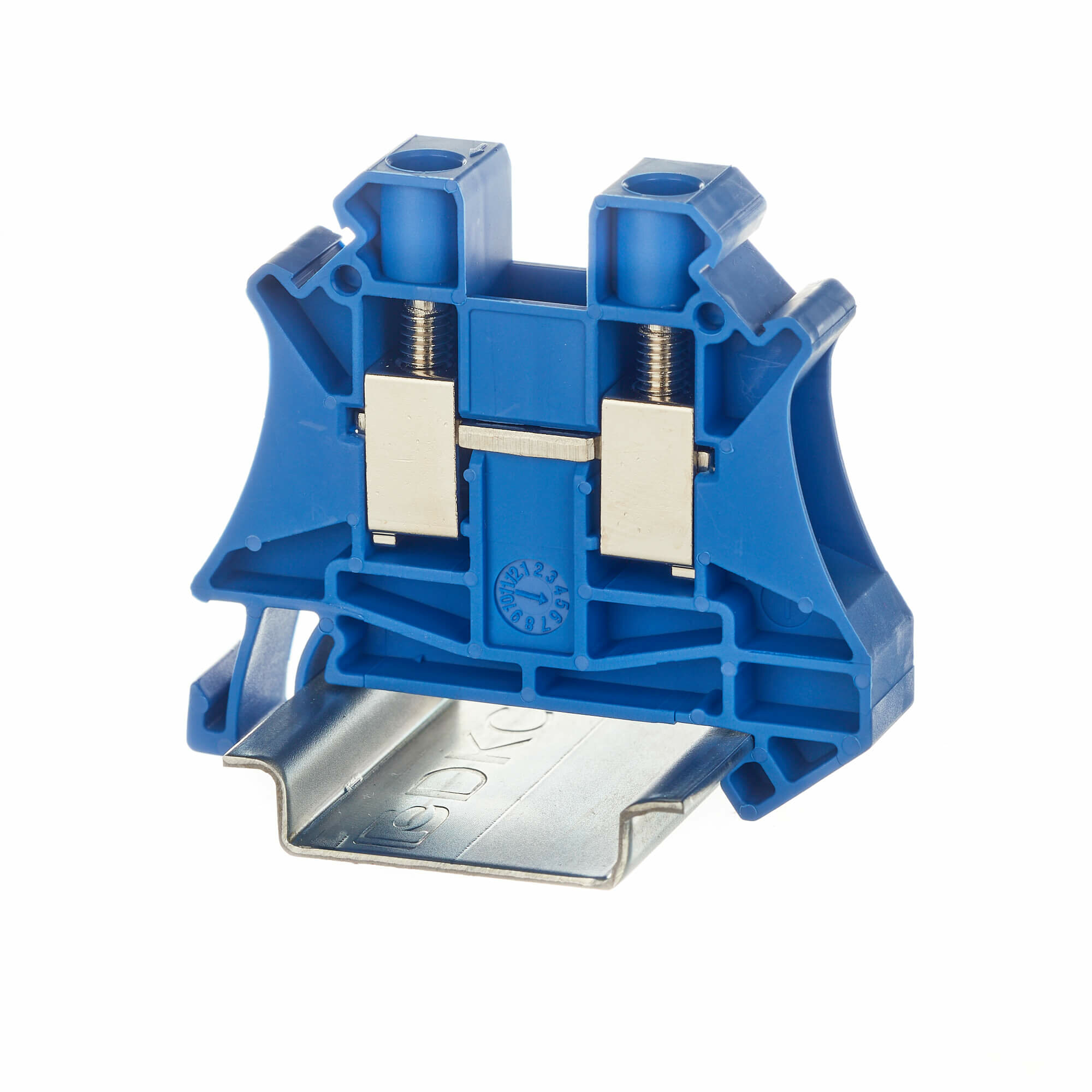 Клемма проходная DKC винтовой зажим, 2 точки подключения, 10 мм2, синяя