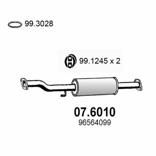 Средний глушитель выхлопных газов, ASSO 07.6010 (1 шт.)