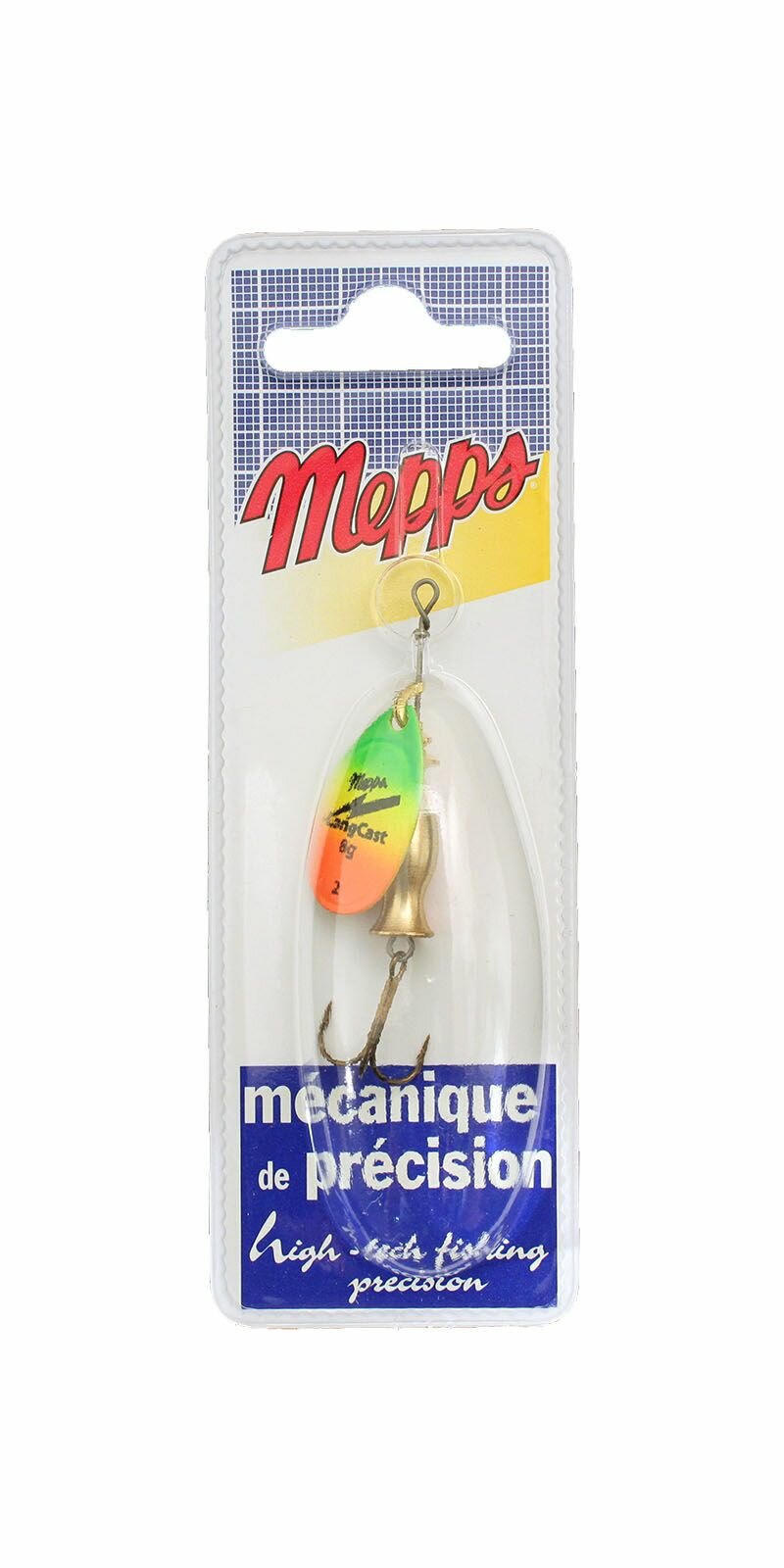 Блесна вращающаяся MEPPS "Aglia Long Cast TIGER" №2, вес 8г, блистер, приманка на щуку, окуня, жереха