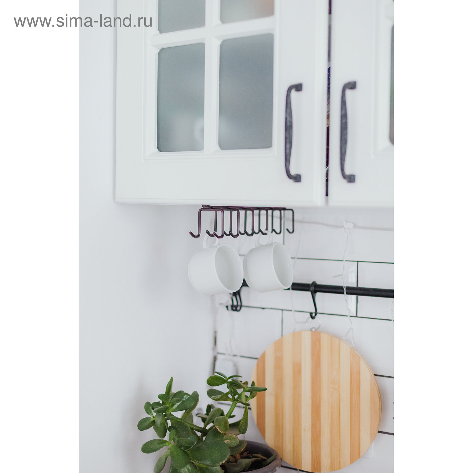 Держатель для кружек подвесной Доляна, на 12 предметов, 27×5×7.5 см, коричневый