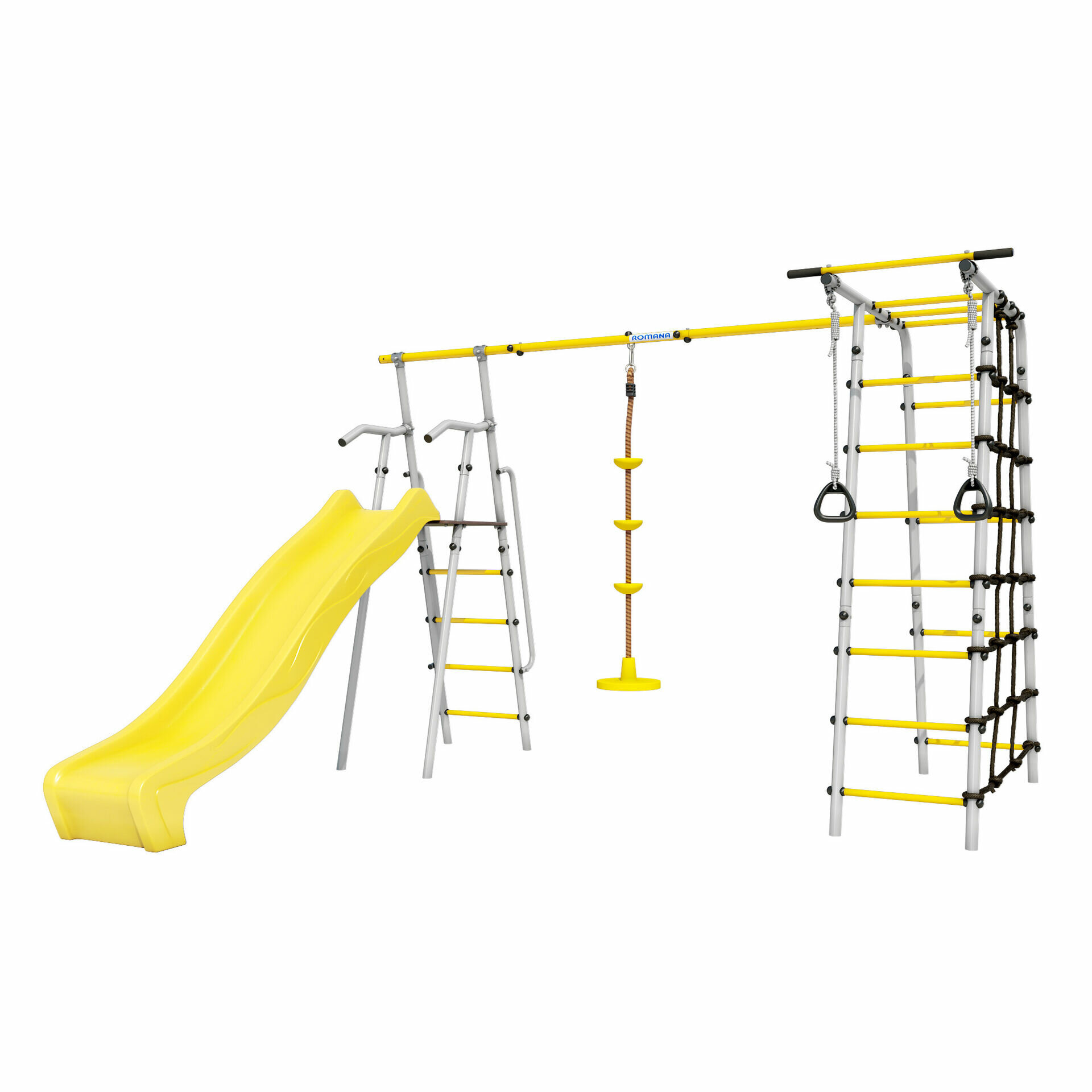 Спортивно-игровой комплекс Romana "Богатырь Плюс 2 MAX", качели диск 103.12.07, серый/жёлтый