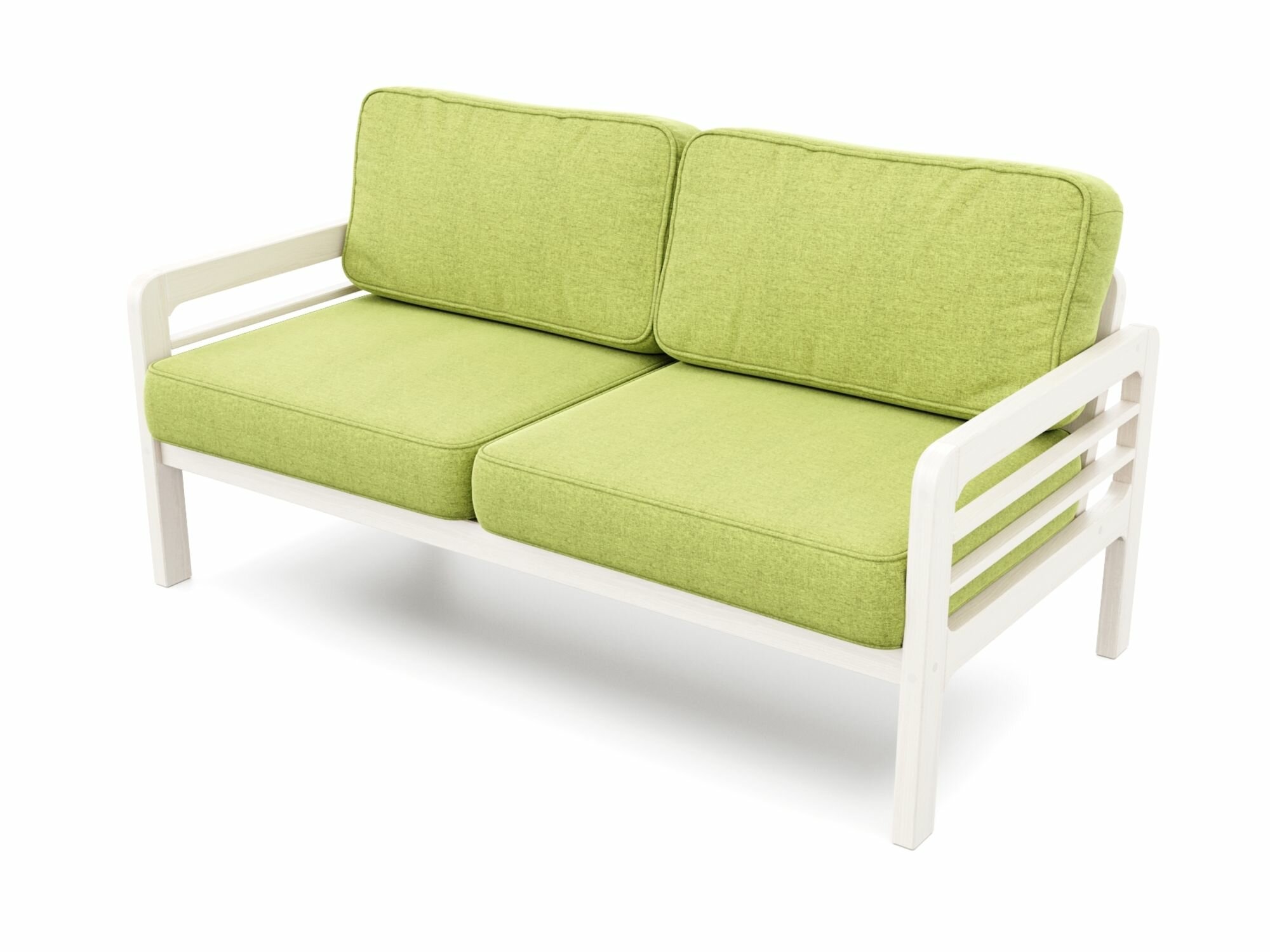 Прямой диван Arsko Бергер-Б, зеленая-беленый дуб, рогожка, массив дерева, офисный, садовый, для кафе и бара, в гостиную