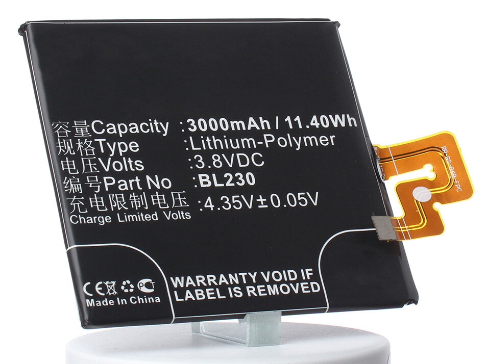 Аккумуляторная батарея iBatt 3000mAh для телефона Lenovo Vibe Z2 (BL230)