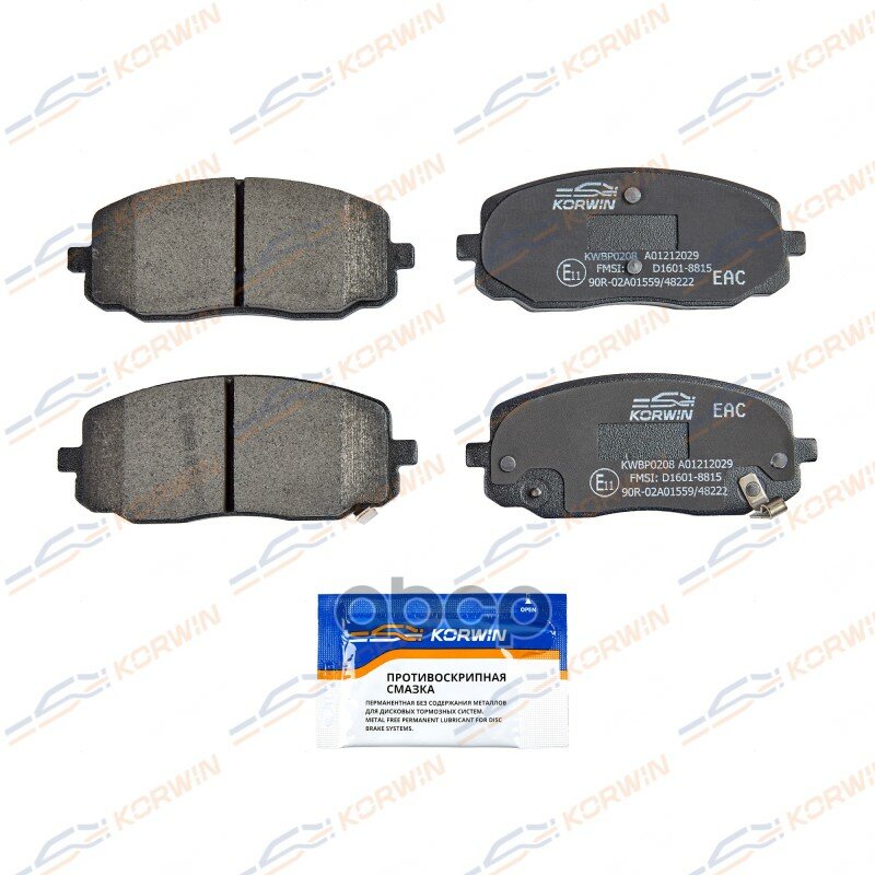 Колодки тормозные KORWIN KWBP0208 передние Kia Picanto, Hyundai i10