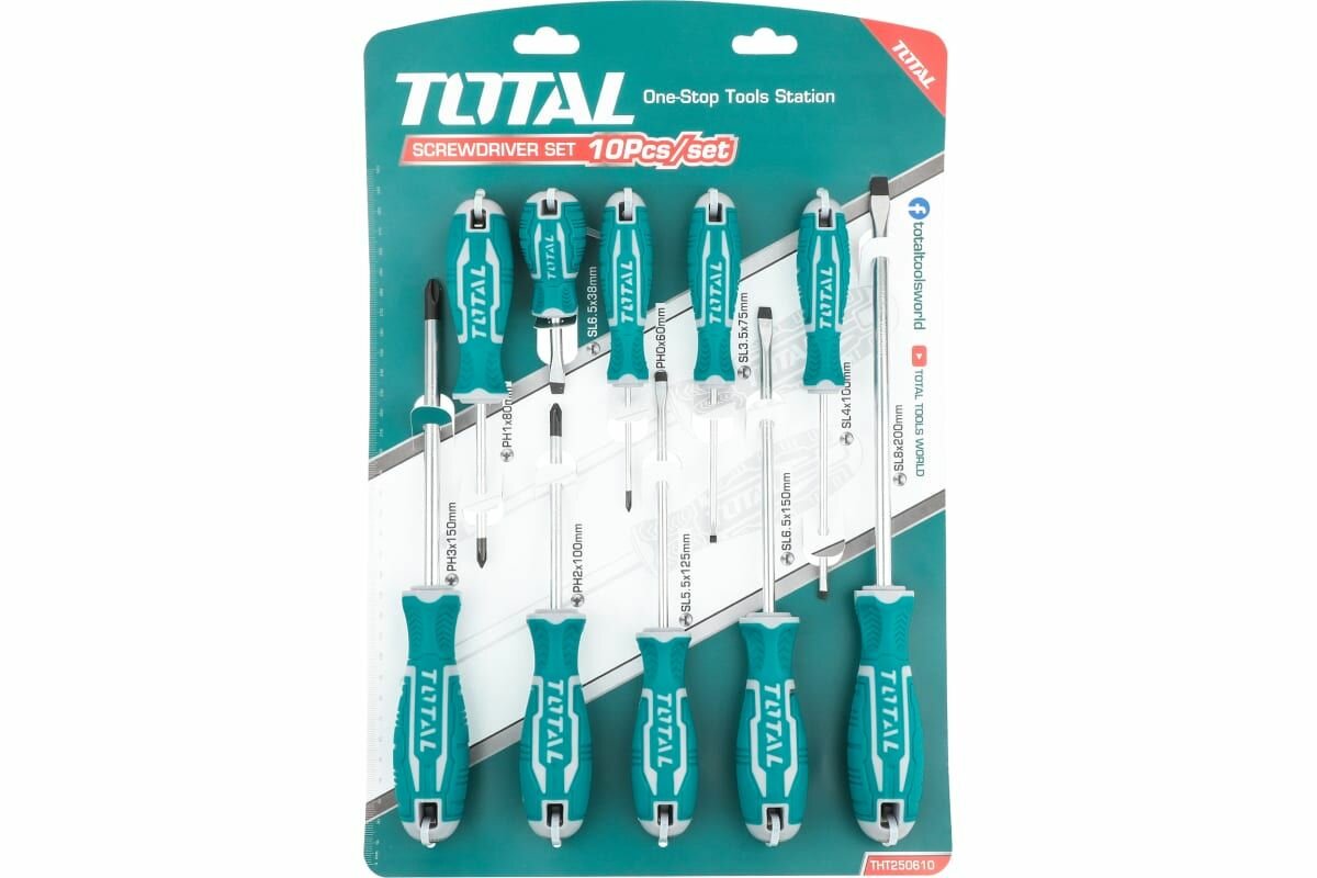 Набор отверток TOTAL, 10 шт