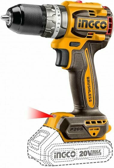 Дрель-шуруповерт б/щ аккумуляторный INGCO CDLI206021 INDUSTRIAL (без АКБ и ЗУ)