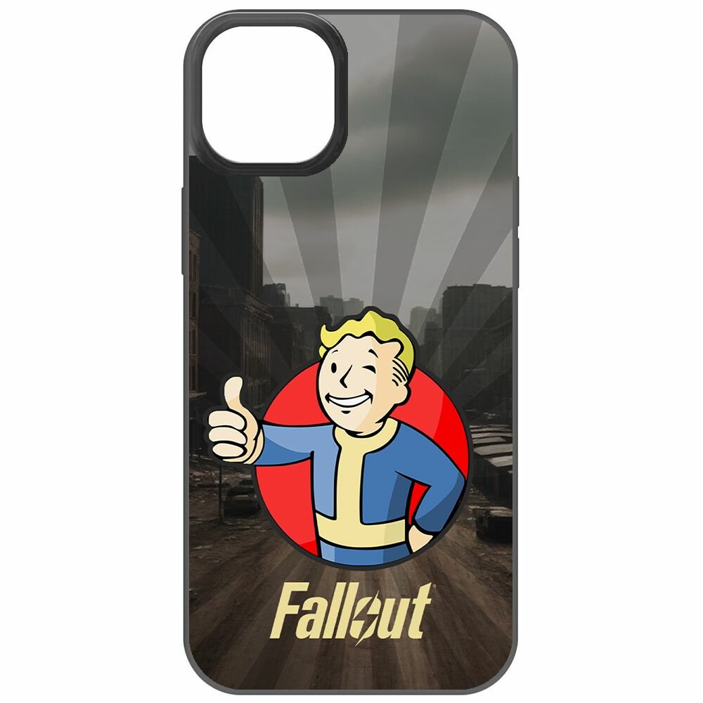 Чехол-накладка Krutoff Soft Case Фоллаут (Fallout) - Волт-бой для iPhone 15 Plus черный