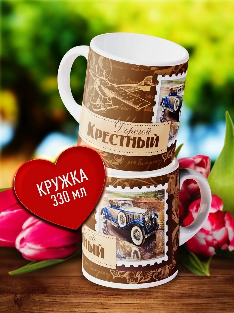 Керамическая кружка с принтом Крестному папе. Кружка в подарок Дорогому Крестному. Кружка для чая, кофе