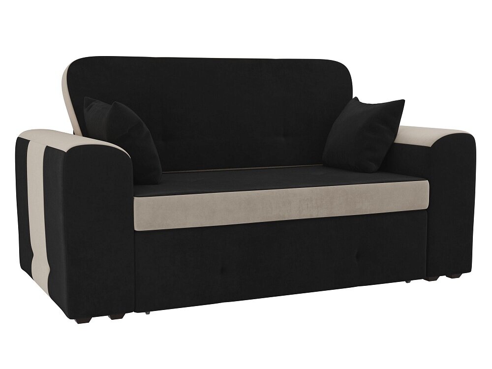 Детский диван Форте Черно-Бежевый Велюр, выкатной, 170х97х95 см, с ящиком для белья