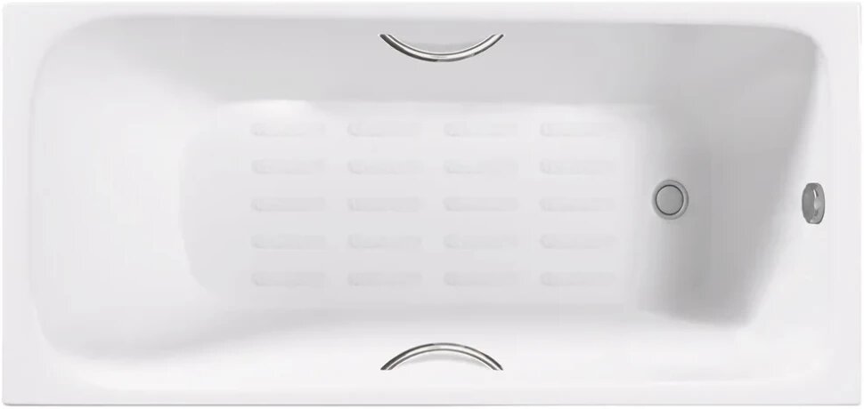 Ванна чугунная Delice Continental Plus DLR230634R-AS 170x70 см, с отверстиями под ручки, антискользящим покрытием, белый