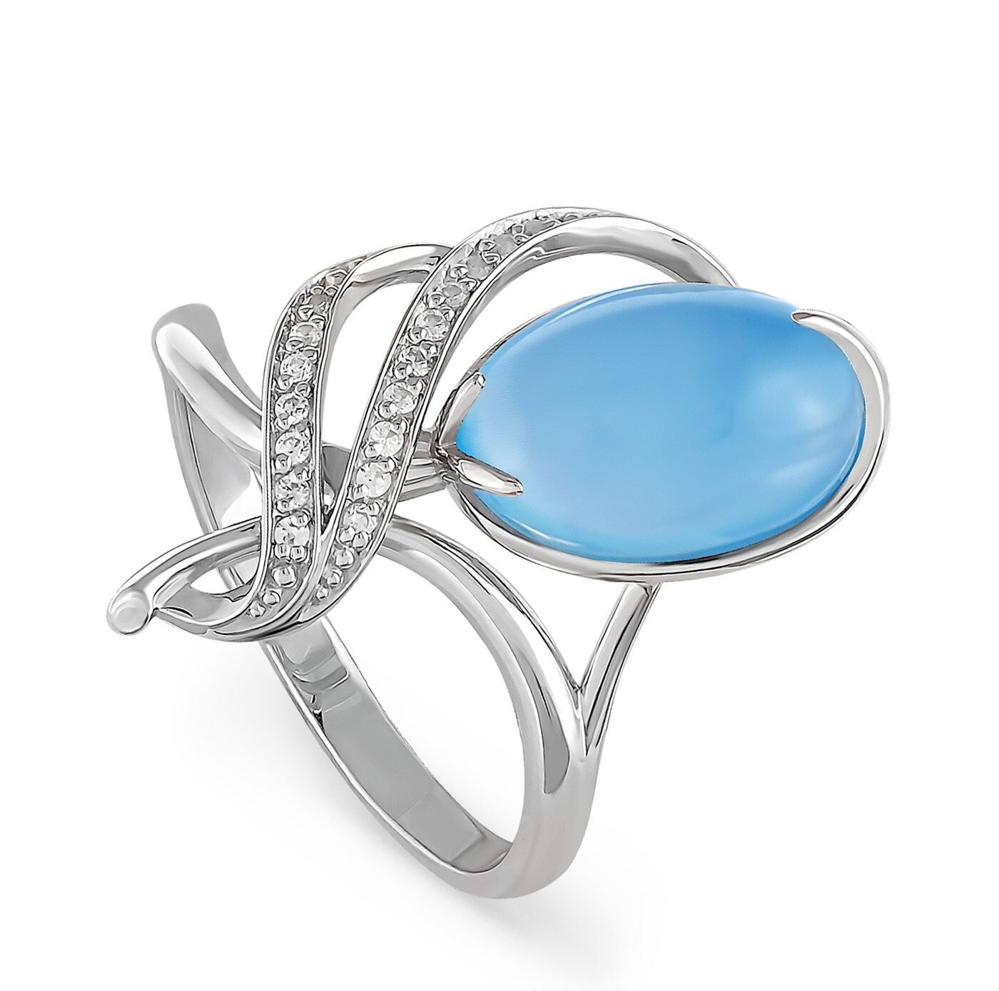 Кольцо, серебро, 925 проба, халцедон