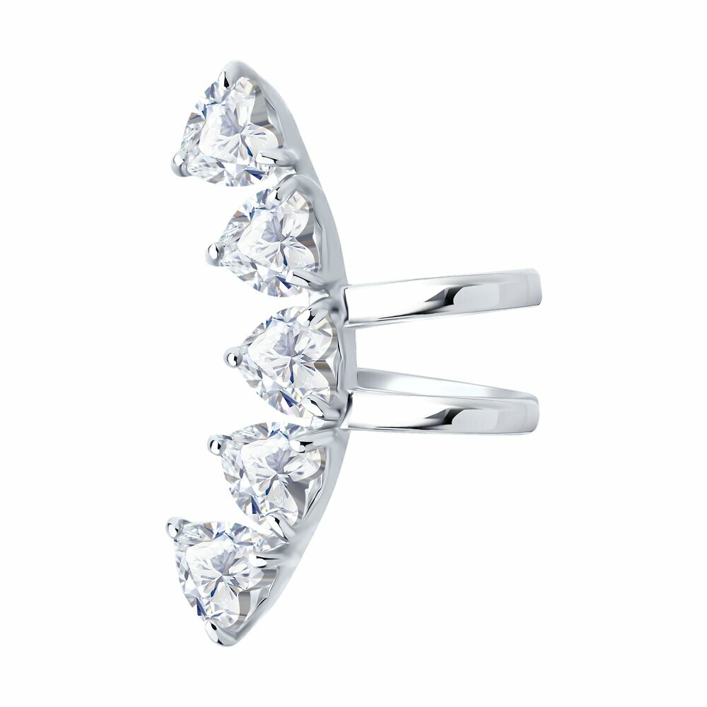 Моносерьга, серебро, 925 проба, родирование, фианит