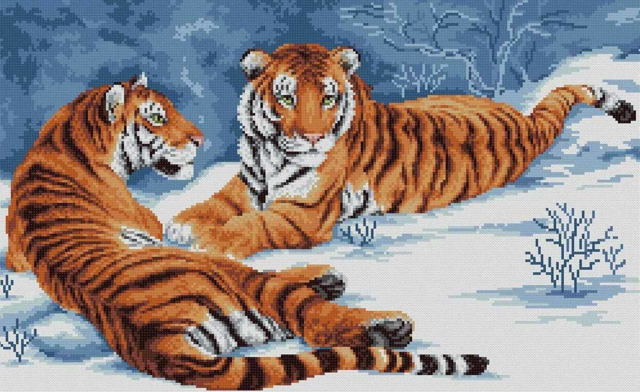 Набор для вышивания "Амурские тигры"/ Вышивание крестиком / Набор для творчества/ Размер 40х50 см