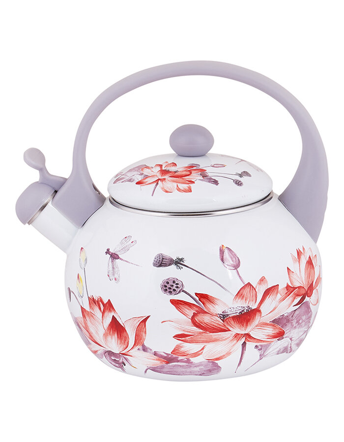 Чайник со свистком Appetite Lotus, эмалированный, 2 л