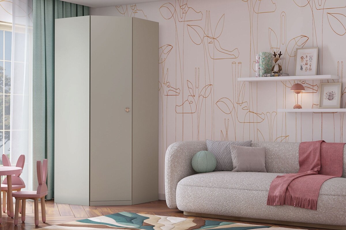 Шкаф угловой МебельЛэнд24 Скарабей Mini Кашемир 83x52x210 бежевый для одежды однодверный