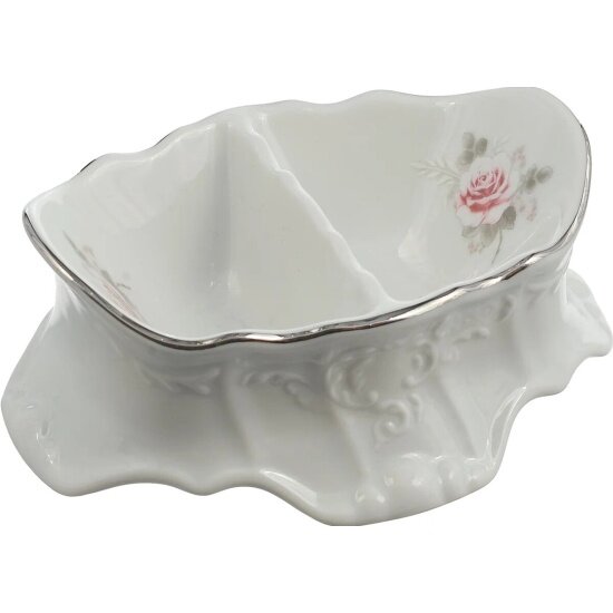 Солонка Bernadotte двойная "Бледные розы отводка платина"