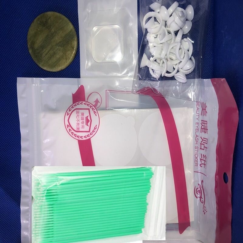 Набор лэшмейкера: Нефрит/ Наклейки под клей/ мБраши 100 шт/ Силикон подушка/ Кольца