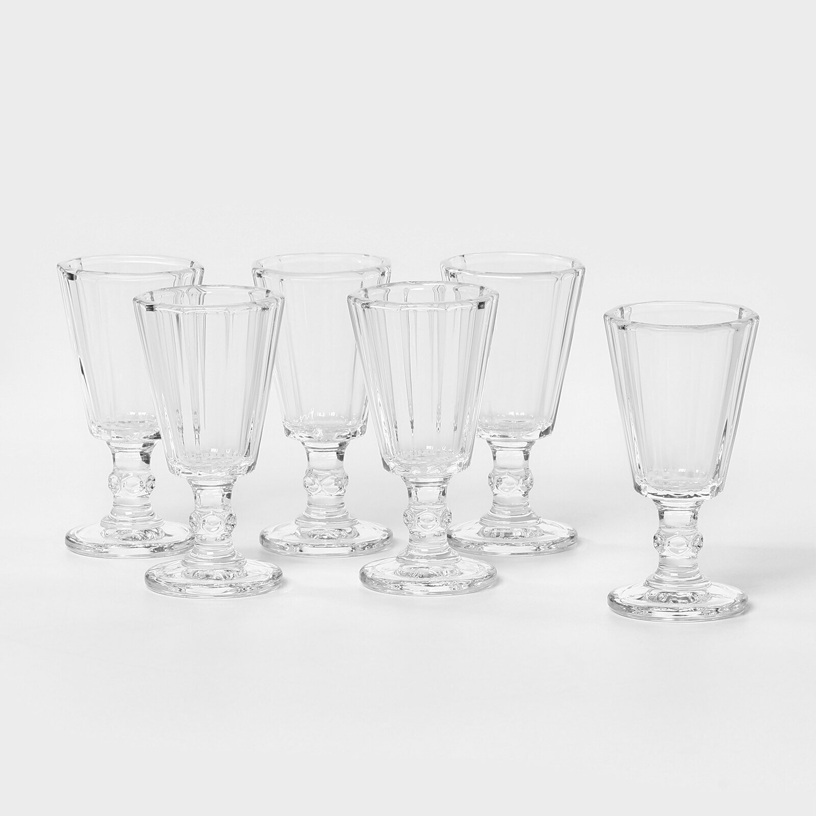Набор рюмок ас-декор, стекло, с рельефом, d=4 см, h=8 см, 25 мл, 6 шт