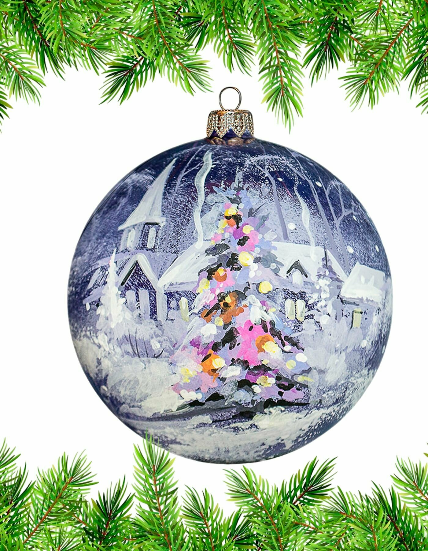 Шар на елку 100мм "Деревенская елка"