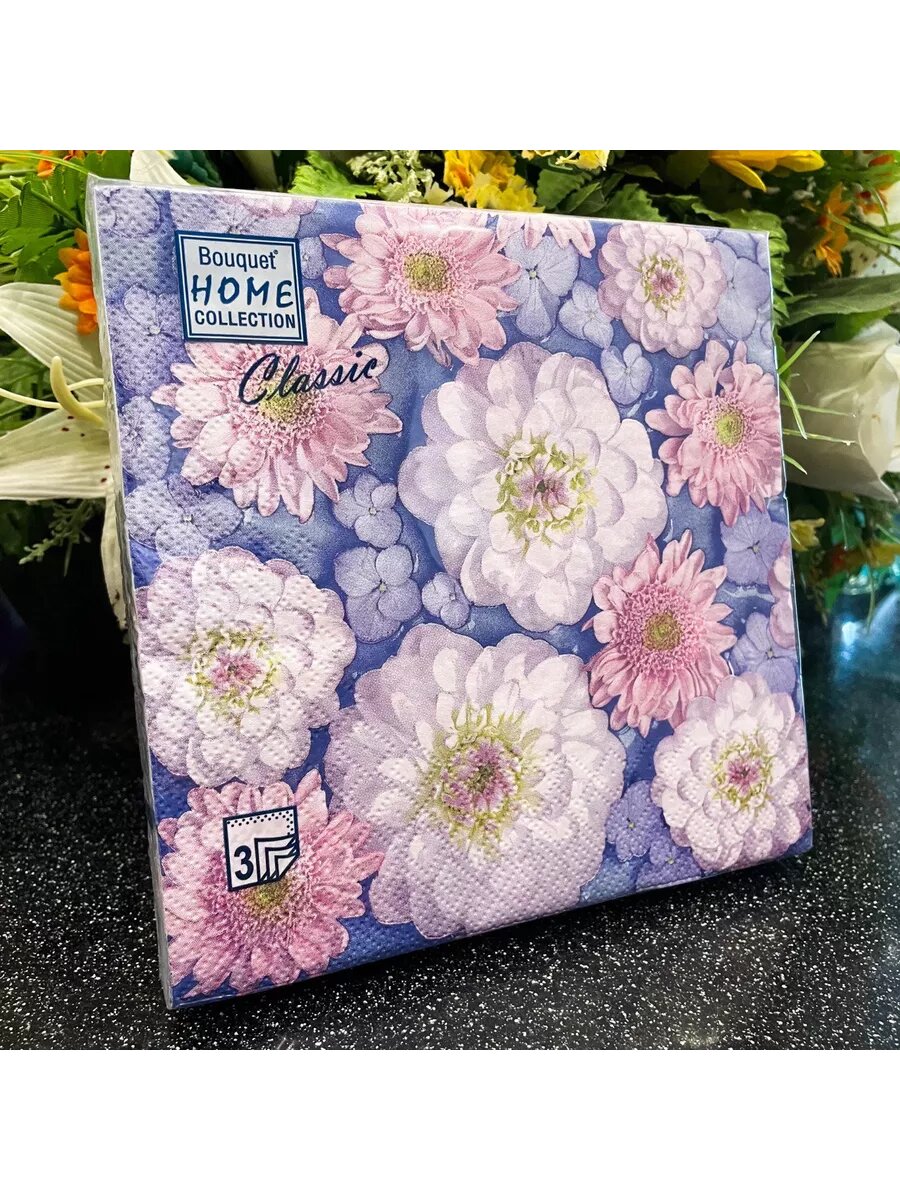 Сервировочные салфетки Art Bouquet "Цветочная Композиция", квадратные, 3 слоя