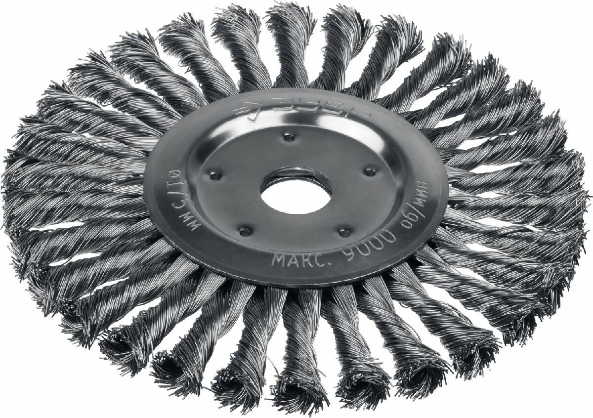 Щетка дисковая для УШМ ЗУБР 175 мм стальная жгутированная проволока 0.5 мм макс скорость 9000 об/мин