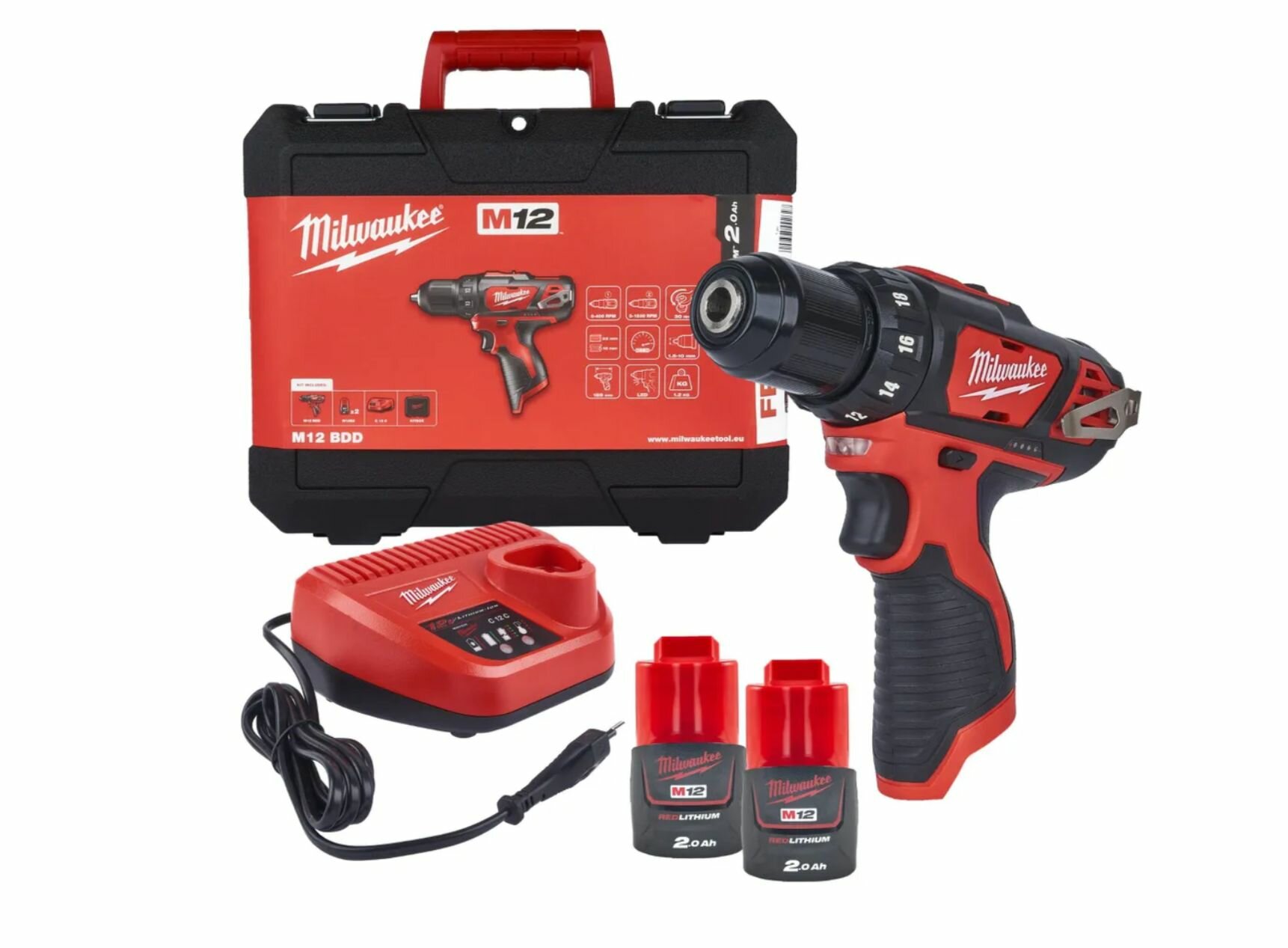 Аккумуляторная дрель MILWAUKEE M12 BDD-202C 4933441915