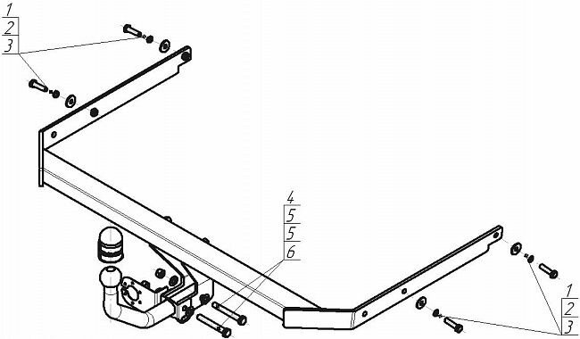 Фаркоп Motodor Ford Focus 3 Sedan 2011 - н. в. (оцинкованный шар)(паспорт и сертификат в комплекте)(без электрики) 90705-A