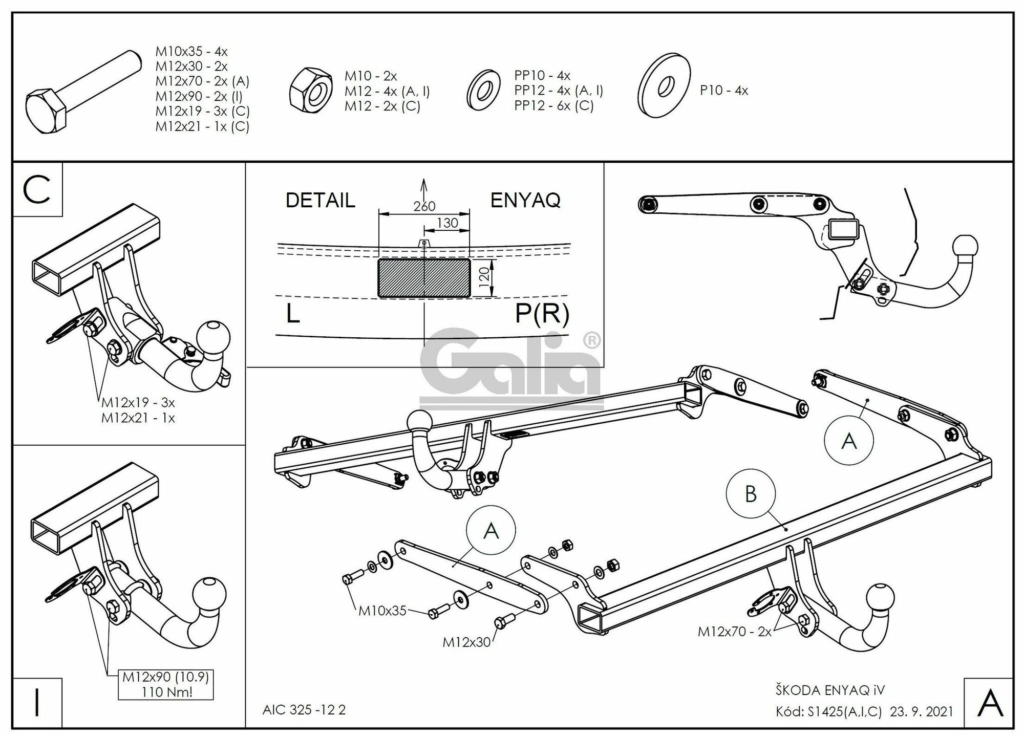 Оцинкованный фаркоп на Skoda Enyaq iV 2021-, Volkswagen ID (без электрики), Galia S142A
