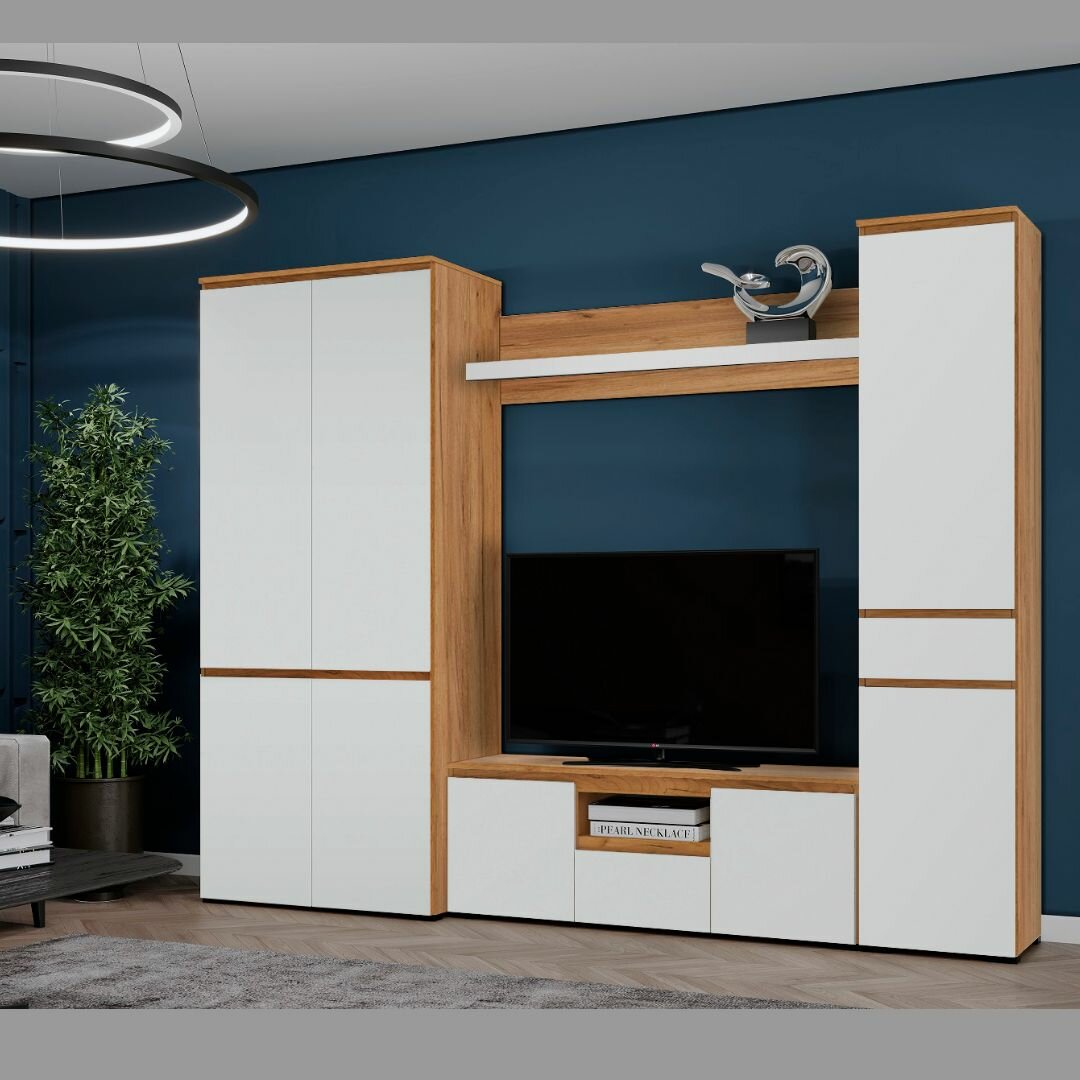 Гостиная "гретта" Дуб Крафт золотой-Белый исп. 9